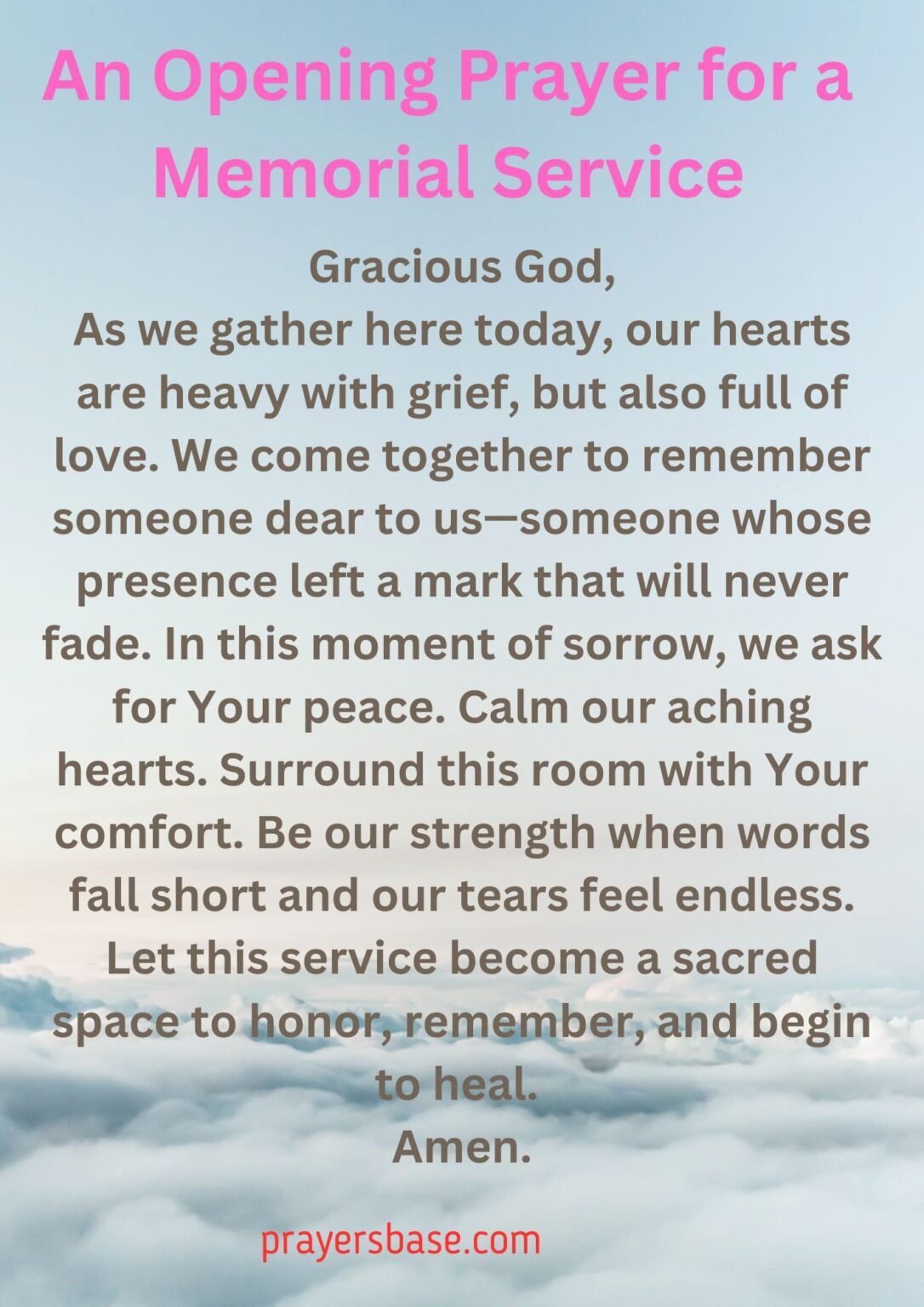 21 Comforting Prayers for a Memorial Service to Honor and Remember a ...