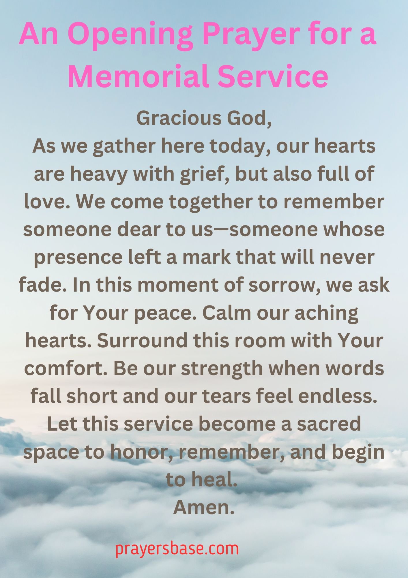 21 Comforting Prayers for a Memorial Service to Honor and Remember a ...